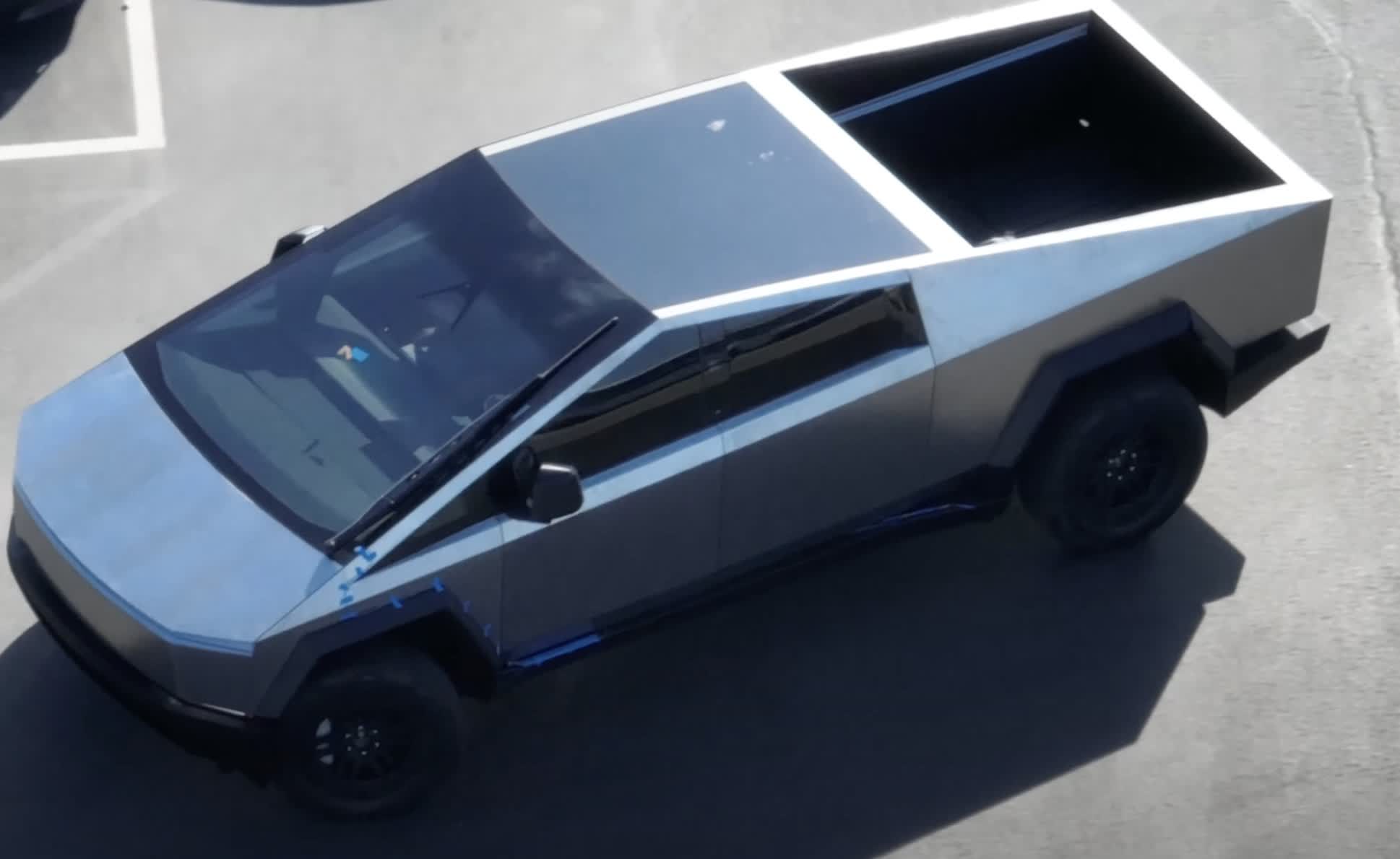 Tesla Cybertruck prototype spotted with a ludicrously long windshield ...